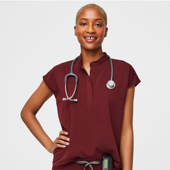 Figs | Tops | Figs Rafaela Oversized Scrub Top Burgundy | Poshmark